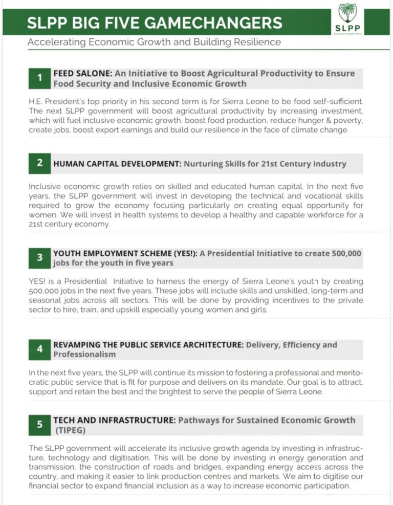 What you need to know about the SLPP 2023 Manifesto - SwitSalone