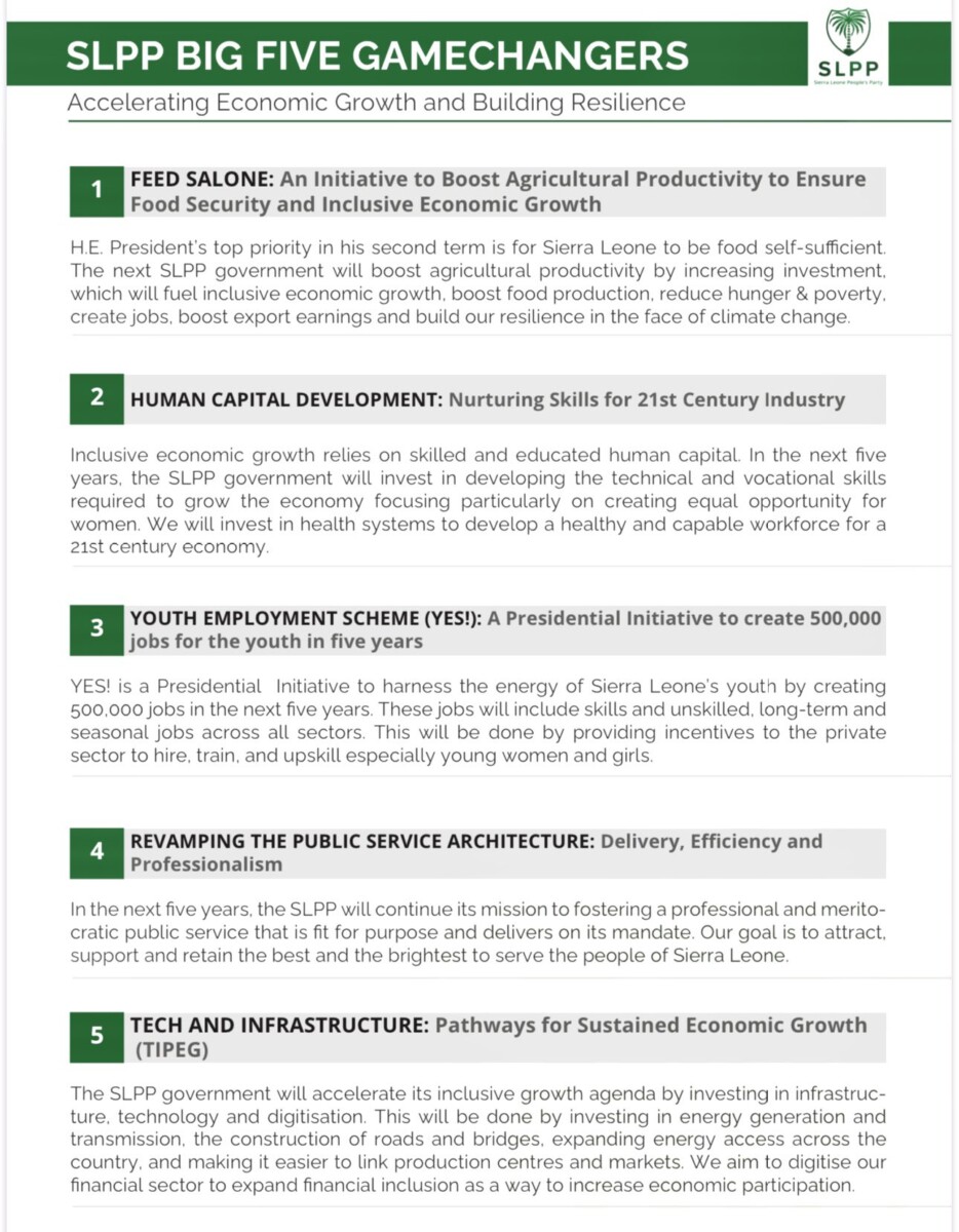 What you need to know about the SLPP 2023 Manifesto - SwitSalone